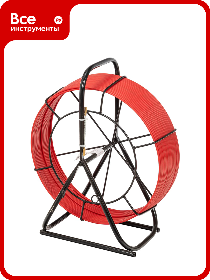 Протяжка для кабеля OlmiOn УЗК, стальной пруток в кассете, полимерная оболочка, латунный наконечник для закладки кабеля