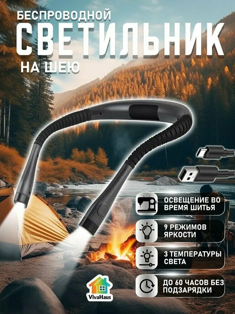 Лампа для чтения книг на шею R7 на шейный светильник, фонарик на книгу/фонарь налобный аккумуляторныйR7颈部读书灯用于颈灯、书本手电筒/充电式头灯R7颈部读书灯用于颈灯、书本手电筒/充电式头灯