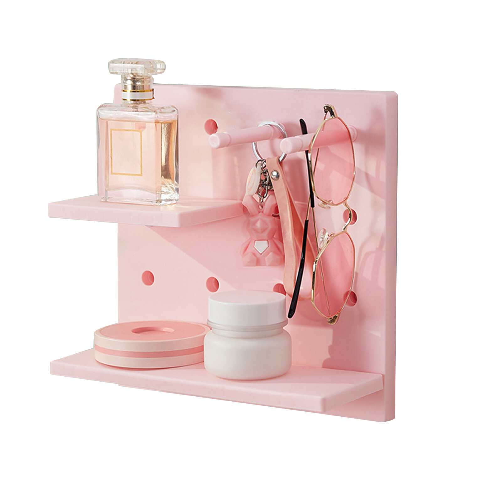 Настенный органайзер Pegboard, полки, многофункциональный настенный органайзер без перфорации для кукол, розовый