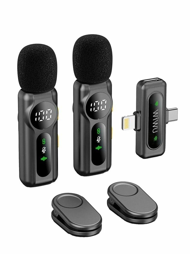 Двойной беспроводной петличный микрофон с шумоподавлением Wiwu ANC Microphone Wi-WM007