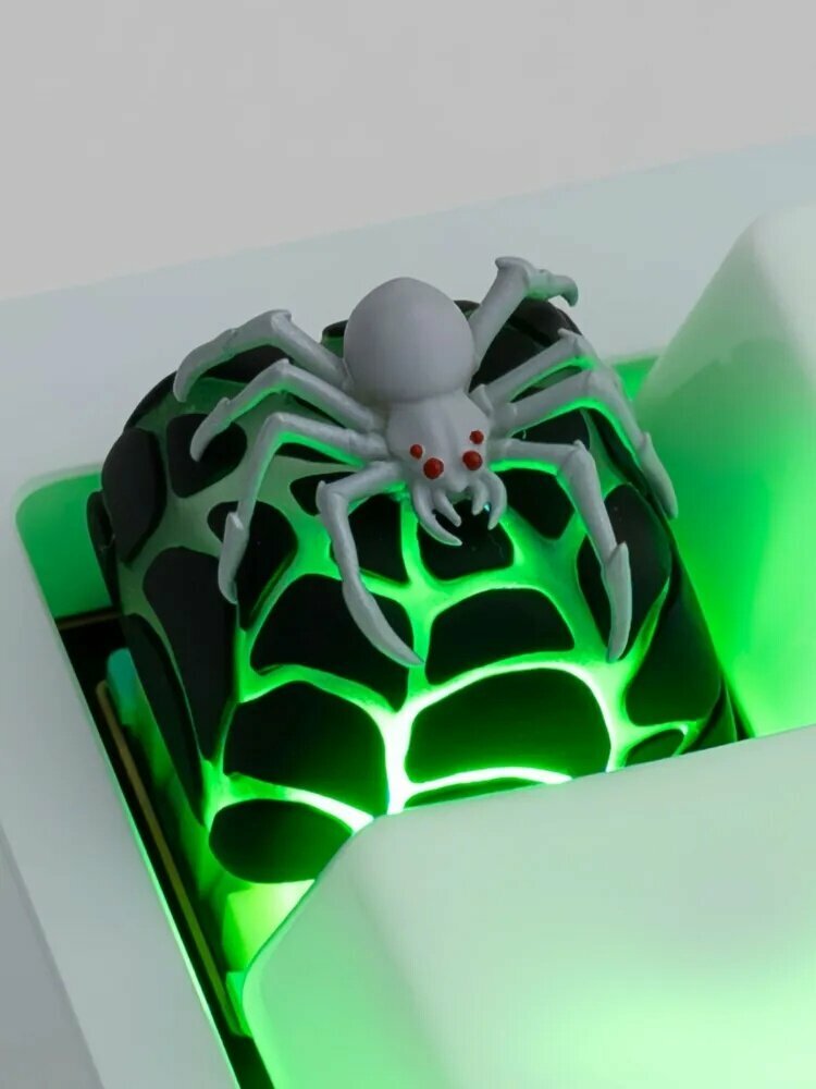 Кейкапы для механической клавиатуры Колпачки Artisan Клавиша "Паук": 1U ESC, смола, ручная работа, черно-серая, подсветка, для MX Switch