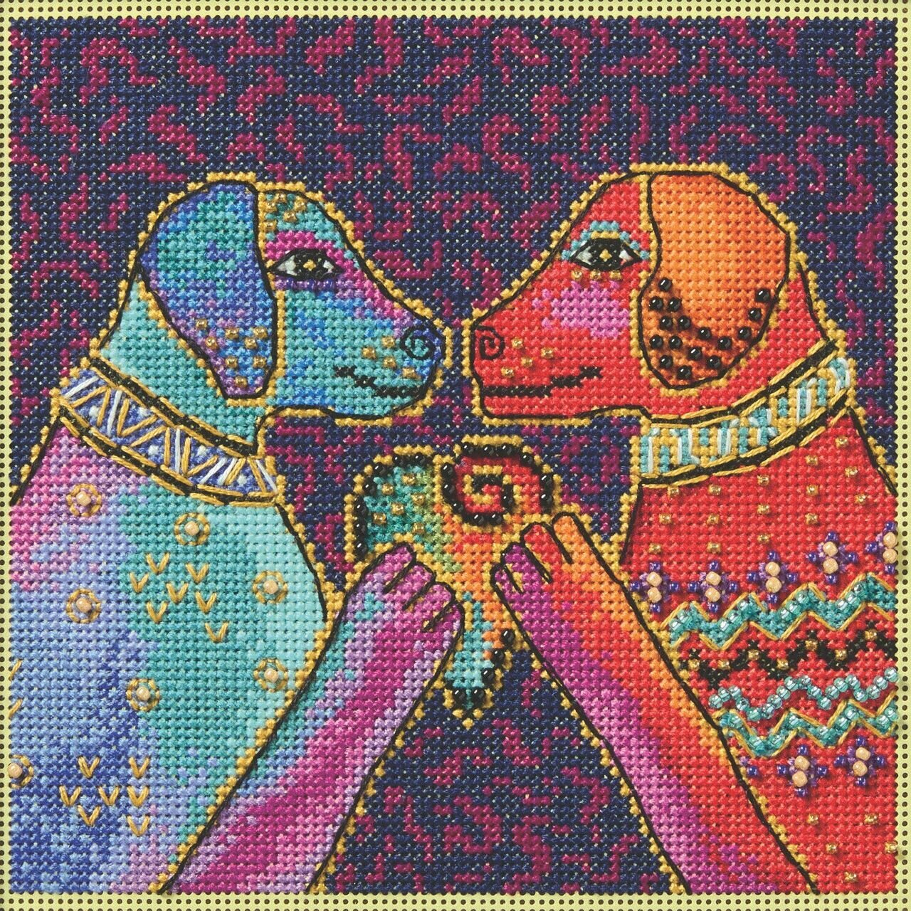 Набор для вышивания Heartfelt Dogs (13 x 13 см.) / Mill Hill LB142512