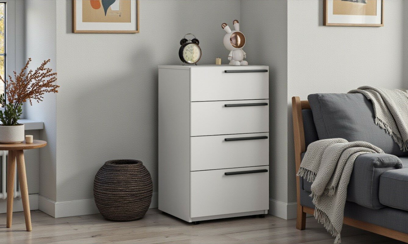 Комод Лорена Пакс-2 Белый Фасадный 0101 NOW 55x44x90 см, Дом мебели для вас