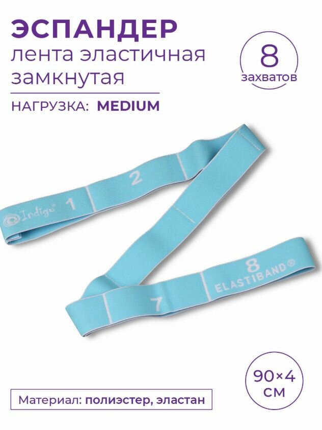 Эспандер-лента замкнутая с 8 захватами INDIGO HEAVY 97669F Голубой
