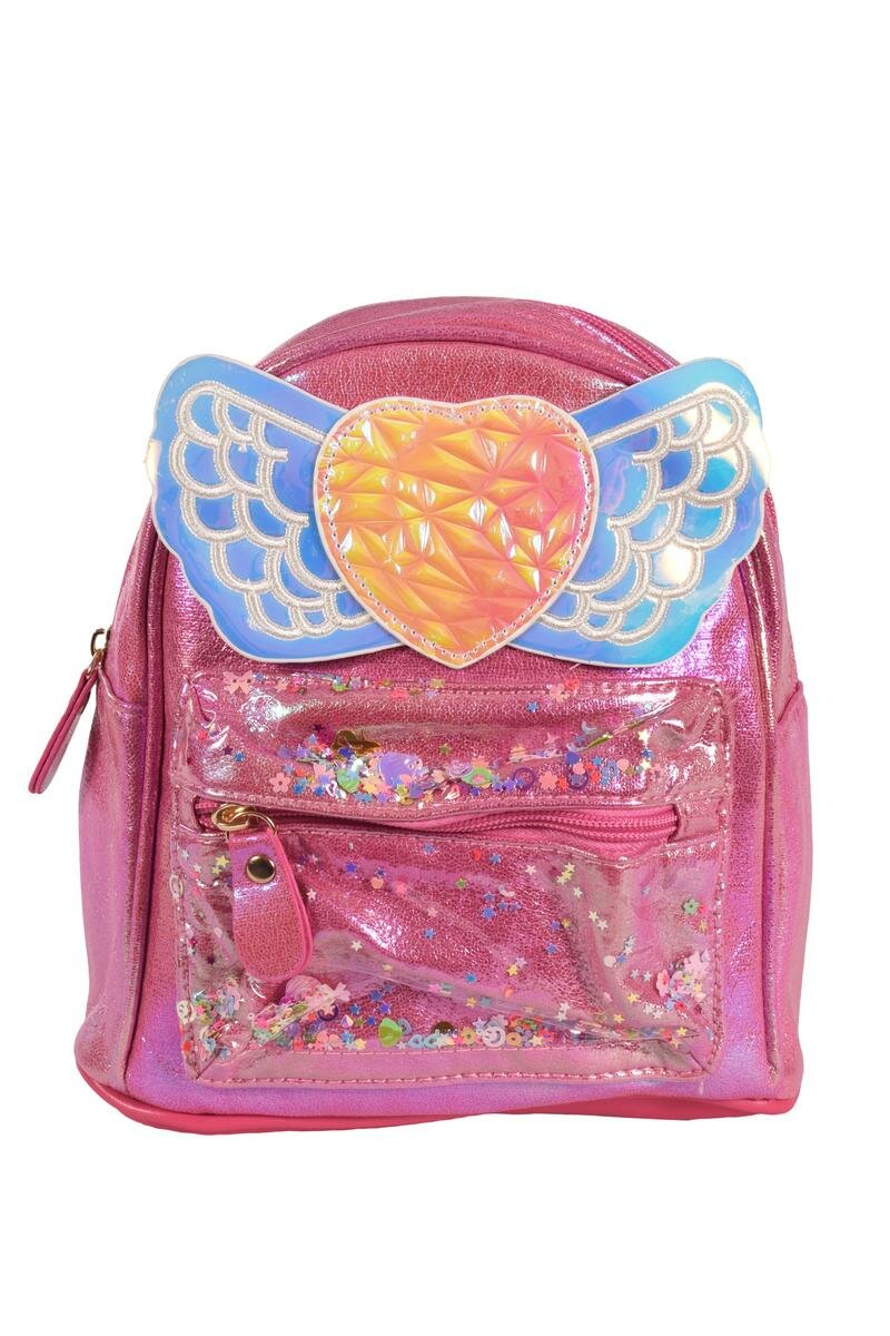 Рюкзак детский "Крылья", 22*20*8см, блестящий, с карманом, кожзам