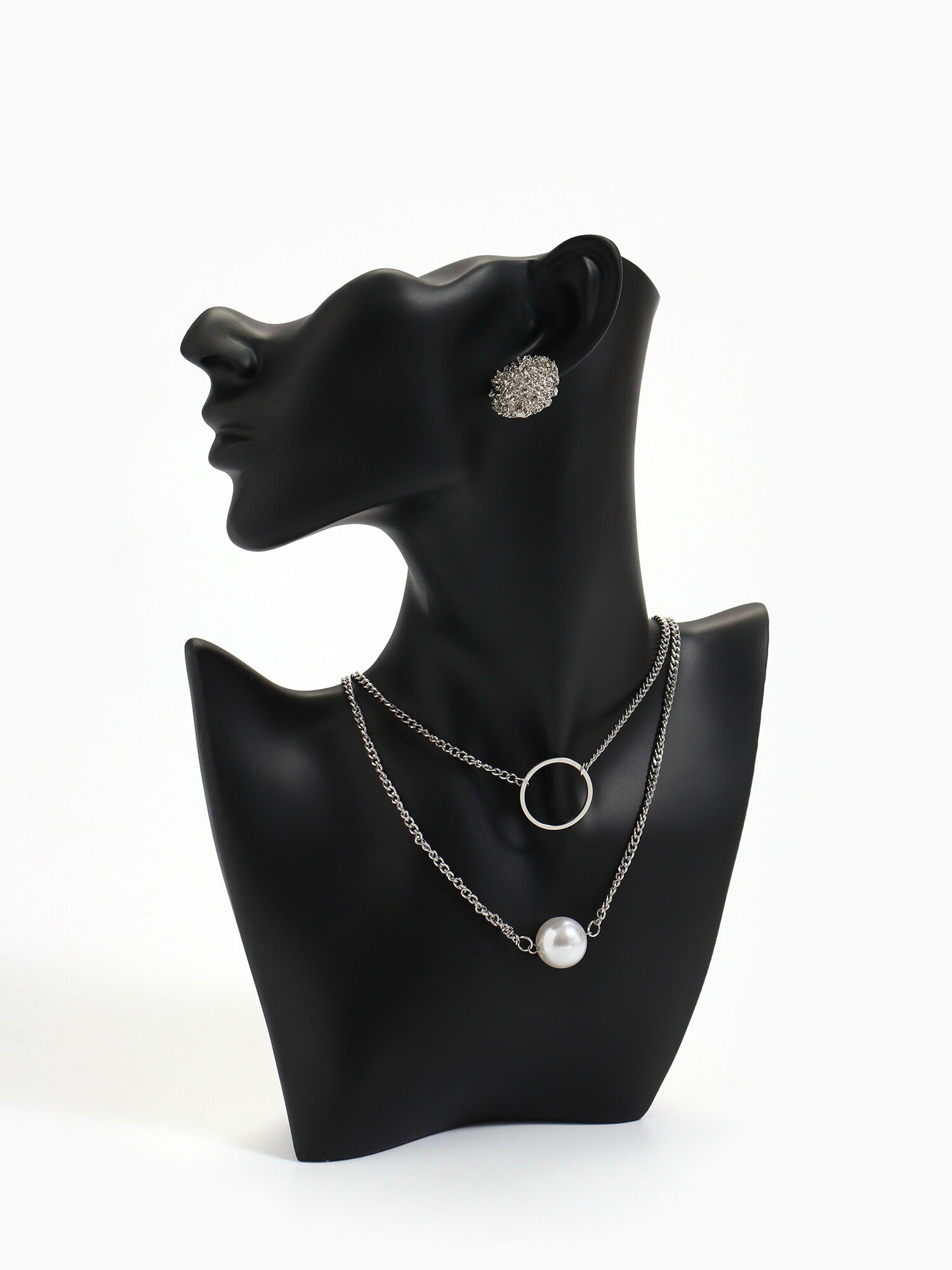 Бюст для украшений "QF. Половина лица", отверстие под серьгу, 18x7x28 см, чёрный