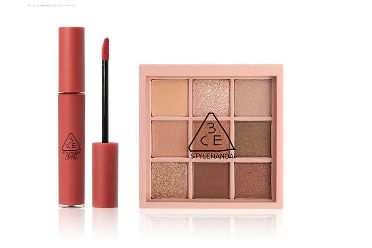 Набор теней и жидкой помады женский 3CE бархатистая матовая, 2 предмета