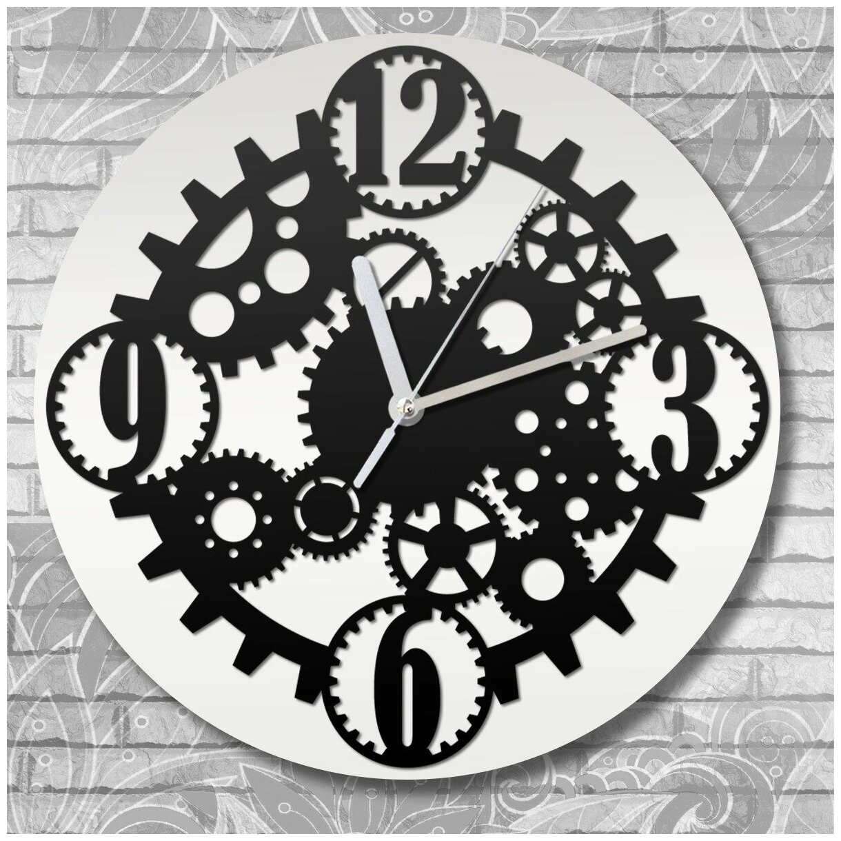 Настенные часы деревянные бесшумные Шестеренки - 166