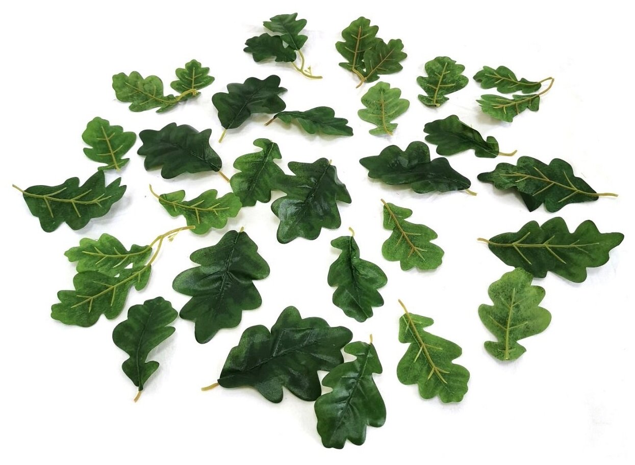 Листья дуба Holodilova, декоративные, текстиль, зеленые, 11x8 см