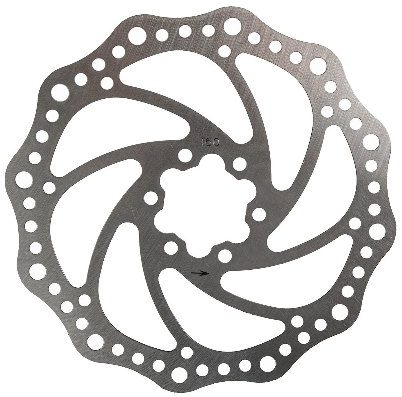 Тормозной диск велосипеда (ротор) 160мм M-Wave BD 160 brake disc для дисковых тормозных систем, под 6 болтов, нержавеющая сталь