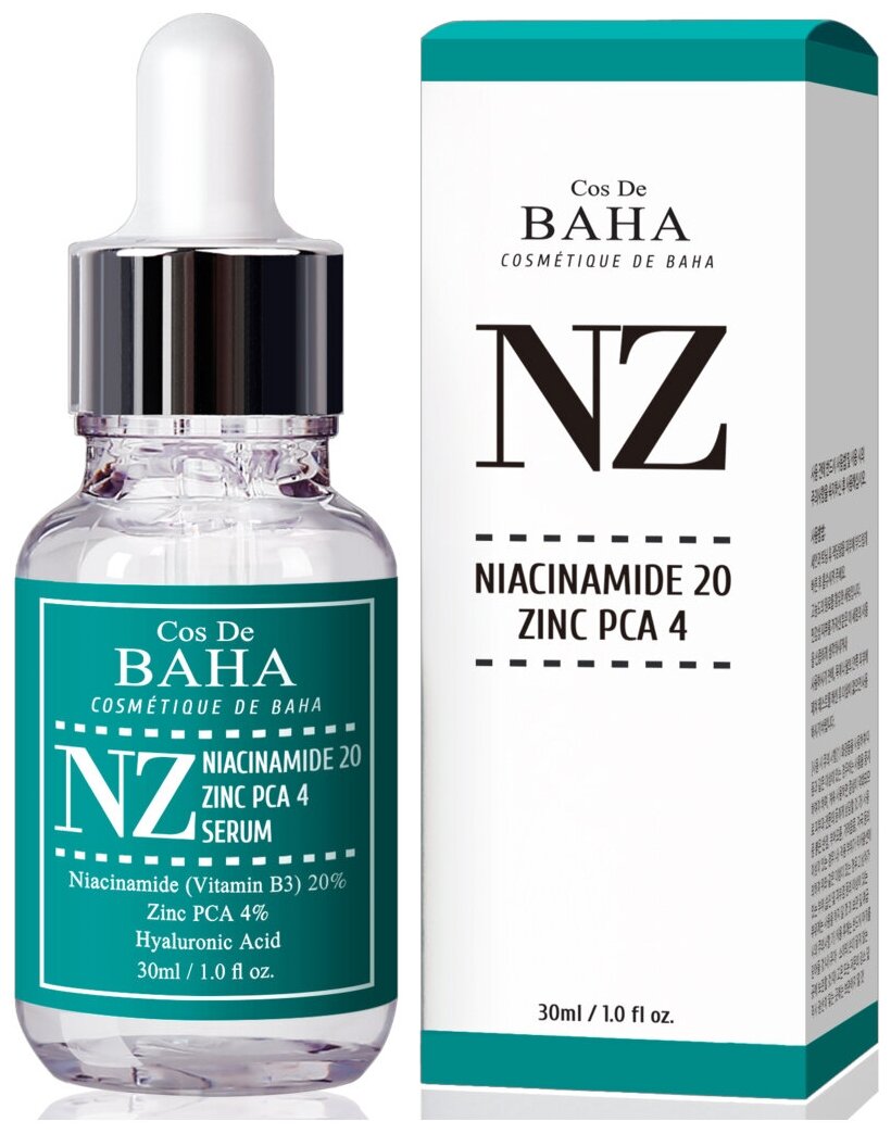 Укрепляющая сыворотка для сужения пор Cos De BAHA Niacinamide 20 Zinc PCA 4 Serum (30 мл)