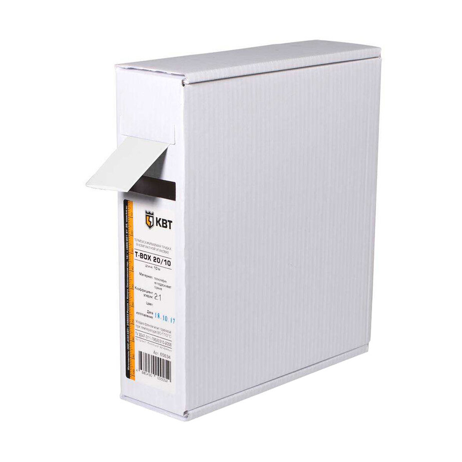 Трубка термоусадочная КВТ Т-BOX-10/5 (белый), 10/5 мм