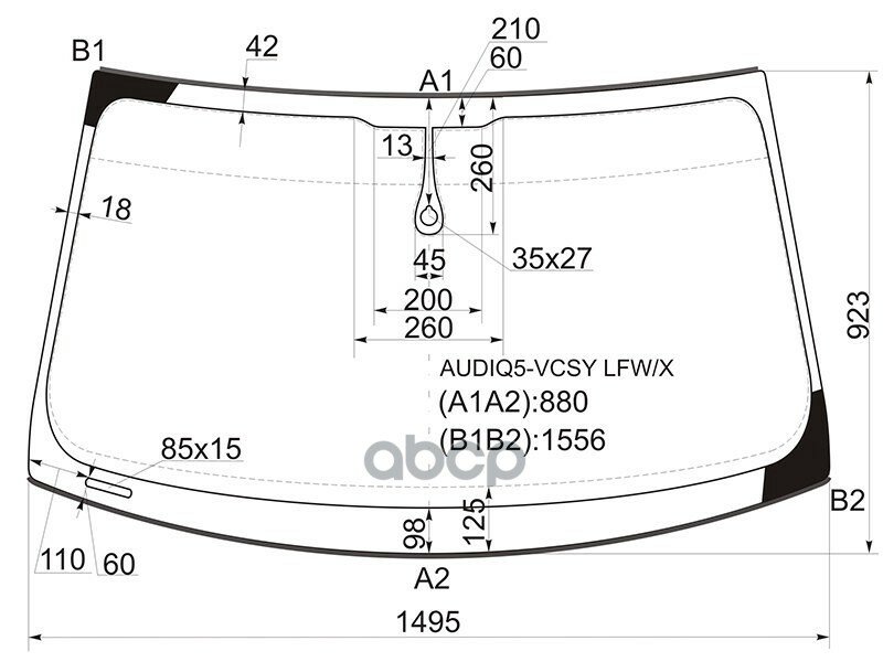 Стекло лобовое (Датчик дождя/ Молдинг) Audi Q5 08-12 XYG арт. AUDIQ5-VCSY LFW/X