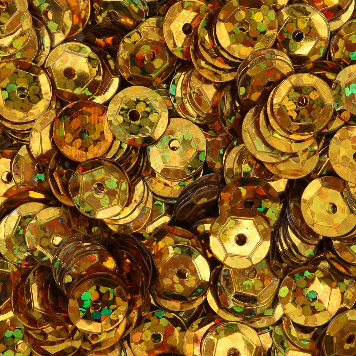 Пайетки для рукоделия пришивные граненые, 6 мм, 10 г*10 упак, Astra&Craft (А20 золото голограмма)