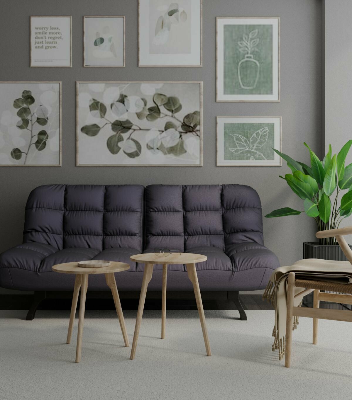 Диван прямой Тарли фиолетовый