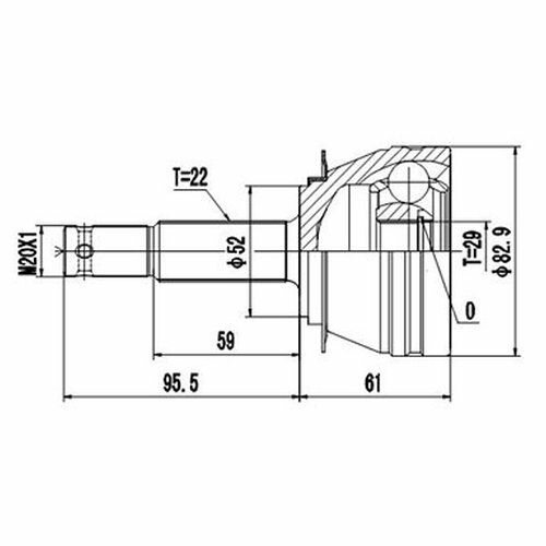 ШРУС Dynamatrix-Korea DCV812019 для Daewoo Espero, Nexia