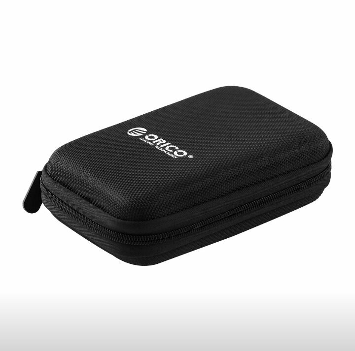 Чехол кейс для жестких дисков 2.5" универсальный на молнии (для наушников, плееров, смартфонов и тд) черный