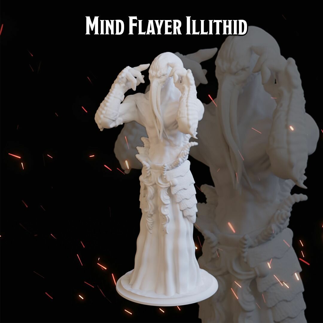 Иллитид Свежеватель разума 53,2мм фигурки/миниатюры (ДнД, DnD, D&D, Dungeons & Dragons, Pathfinder, Подземелья и Драконы, Wargames)