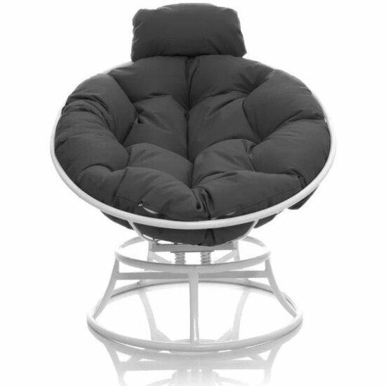 Садовое кресло M-group м-групп папасан пружинка мини без ротанга белое, серая подушка