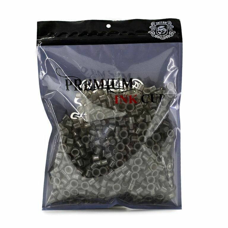 Тату колпачки под краску, eмкости для пигментов, капсы для татуажа Premium ink cup Gray 8мм, 1000 шт