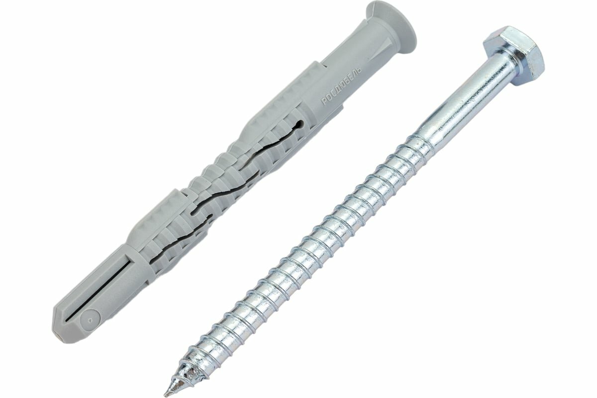 KENNER Profi 10x100 Фасадный дюбель креп-комп нейлон и шуруп под ключ фдкп10100 50 шт