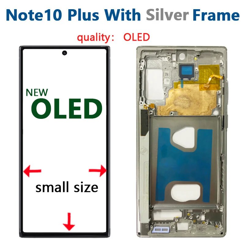 TFT OLED-дисплей для Samsung Galaxy Note 10 plus N9750 N975F ЖК-дисплей с цифровым преобразователем сенсорного экрана в сборе для Galaxy Note 10+ протестировано silver with Frame