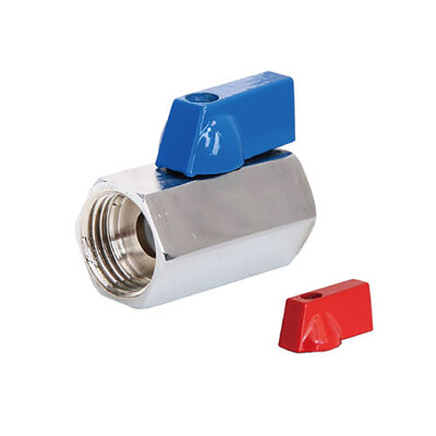 Кран шар мини 1/2" ВВ хром (кр+син ручки) TIM DE22FF