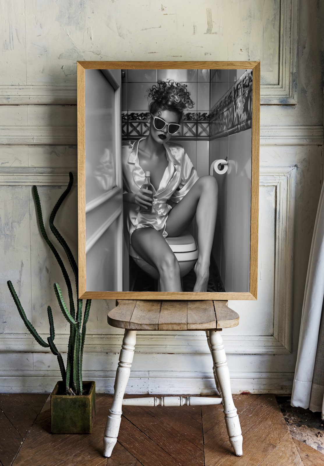 Постер "Женщина в ретро очках" 60x90 без рамы