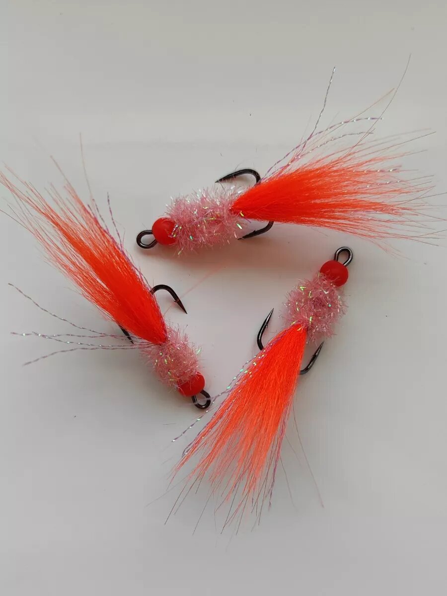 Стример-мушка лососевая - 3 шт.