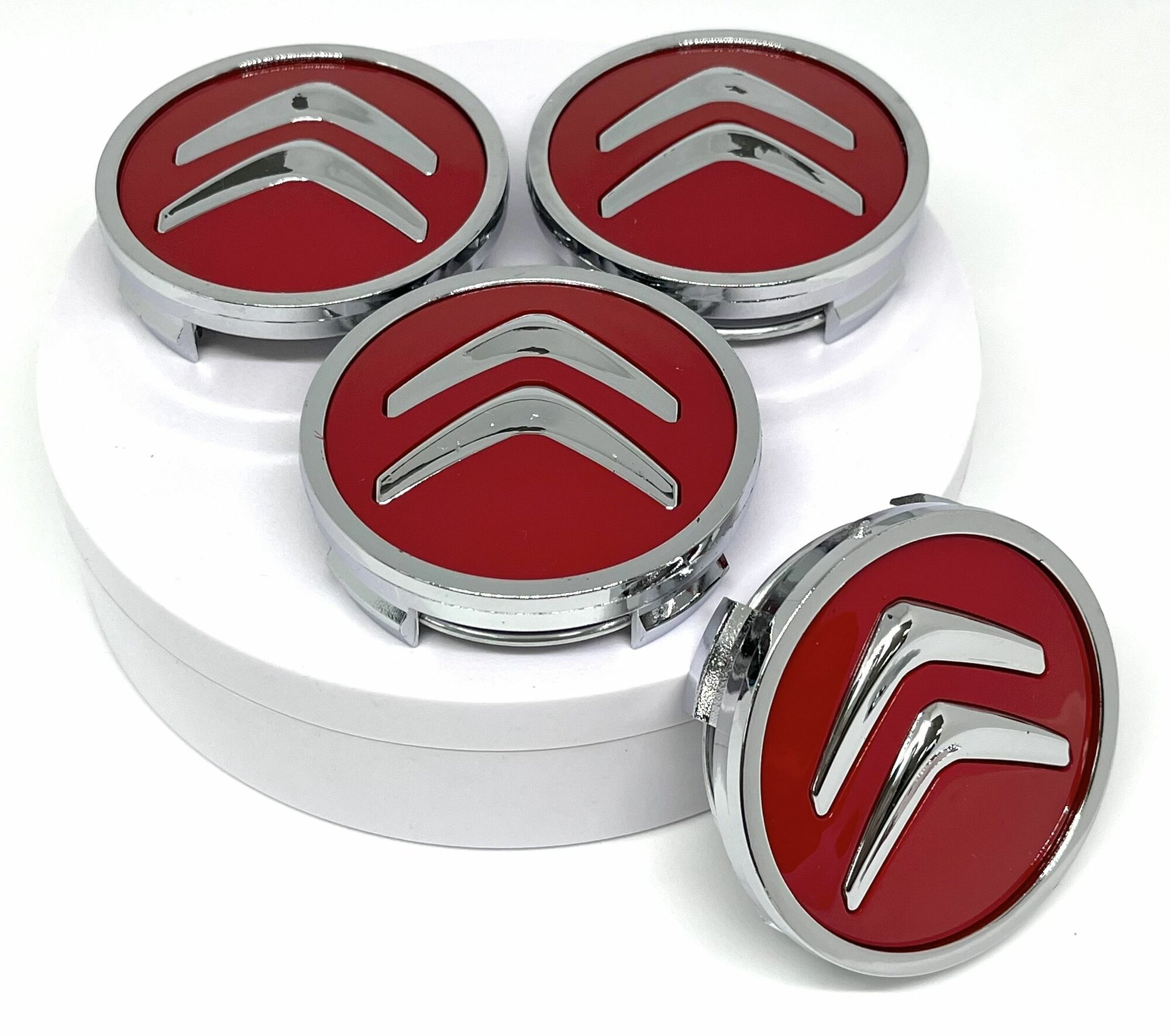 Колпачки заглушки на литые диски Citroen (Ситроен) 60мм 4 штуки красный