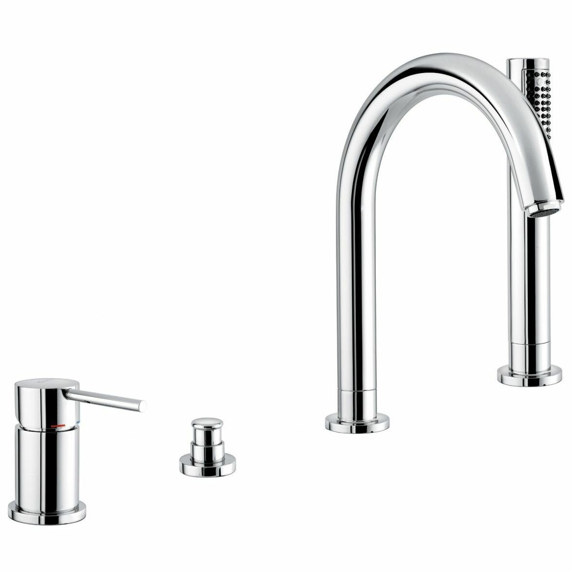 Комплект смесителя на борт ванны Emmevi (Эммеви) Piper, 4 отверстия с изливом, черный матовый, 45120/NEO