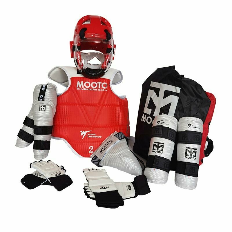 Защитное снаряжение для тхэквондо, 8 комплектов гидрокостюма (защита для рук, включая налокотники, маски, перчатки, чехлы для ног), все в одном комплекте.130-150cm