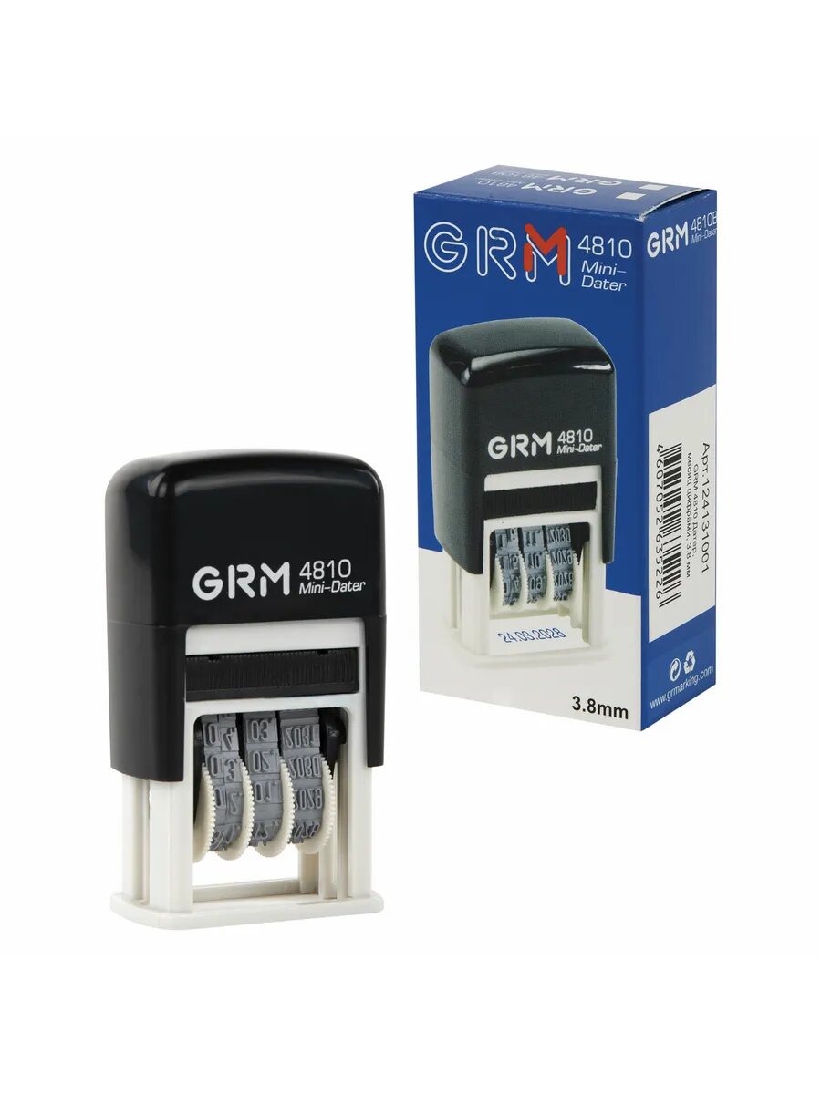 Датер-мини месяц цифрами GRM 4810 BANK оттиск 20х3,8 мм синий пластиковый черный MINI-dater 1 шт