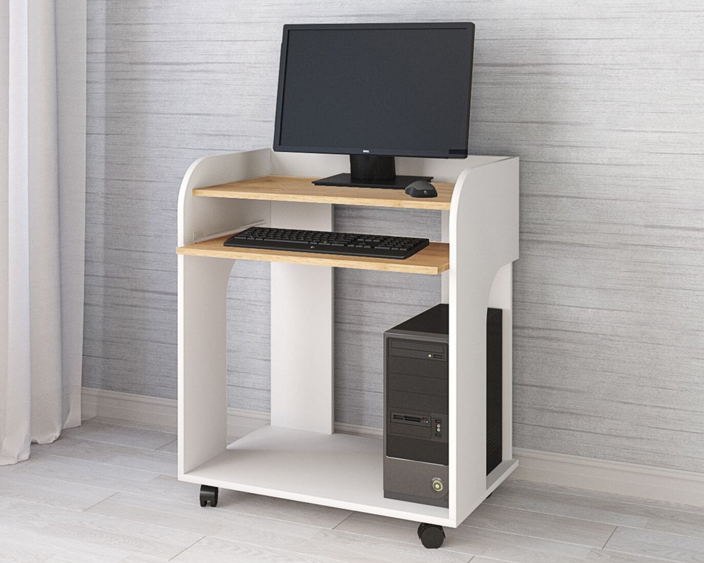 Стол компьютерный Грета-10 (820х700х450) вет Белый/дуб крафт золотой Тэкс