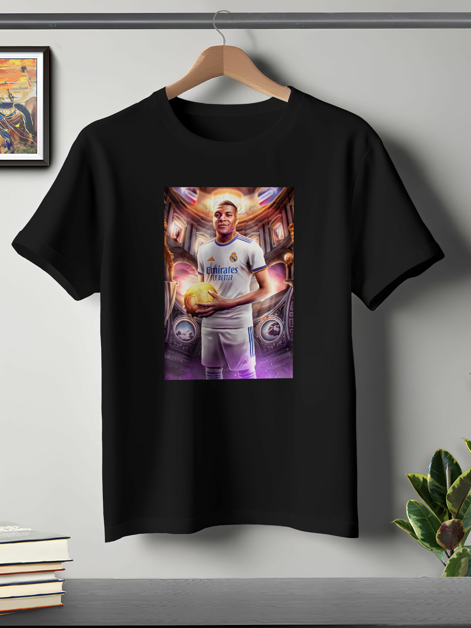 Футболка ONEQ унисекс 64-66 (5XL) размер с принтом Килиан Мбаппе, черная