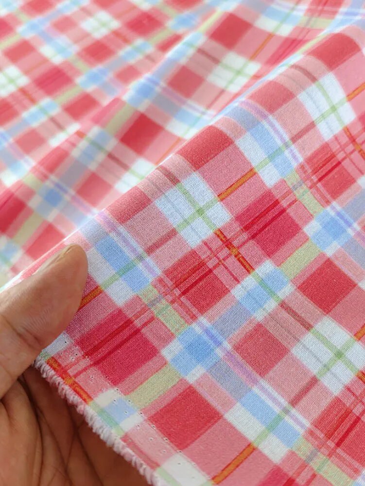 Fabcdiy Клетчатая ткань хлопок цифровая печать полоски фиолетовый R 13