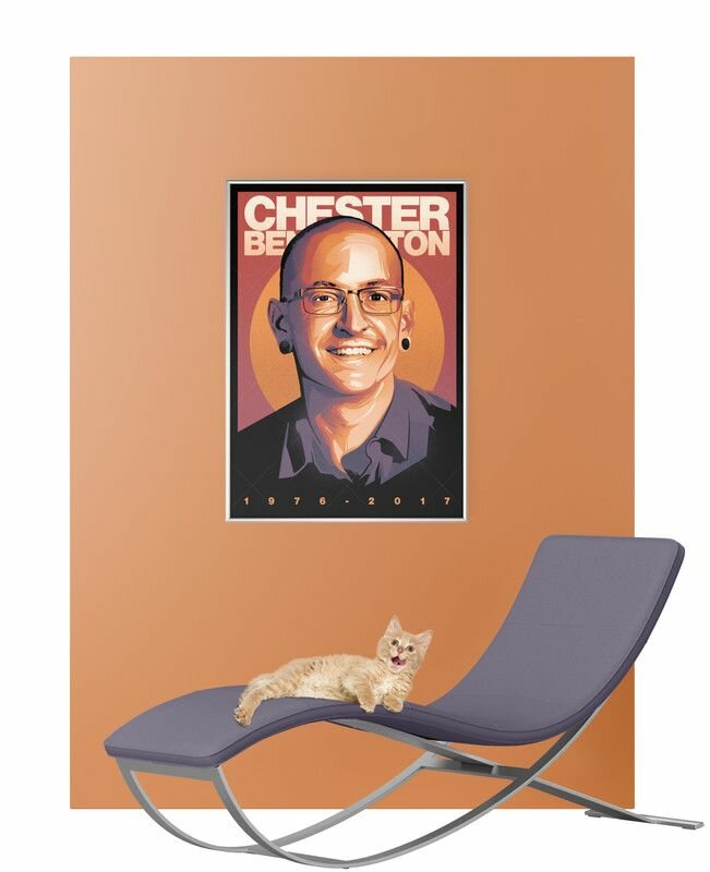 Постер Честер Беннингтон, Linkin Park, в раме, А2 (60х42 см), постер плакат