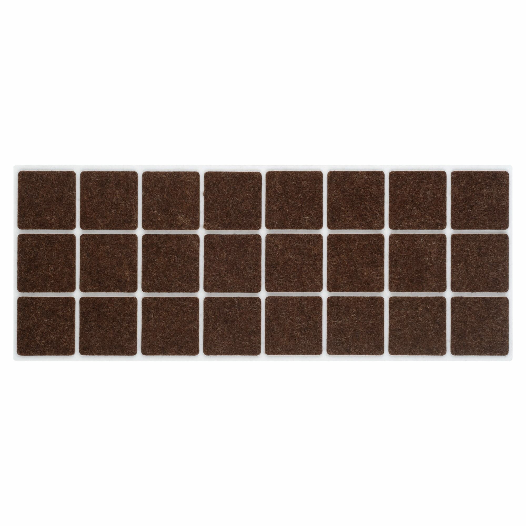 Защитные накладки на ножки мебели войлочные, размер 30 х 30 мм, 24 шт, цвет - коричневый (четырёхугольные)