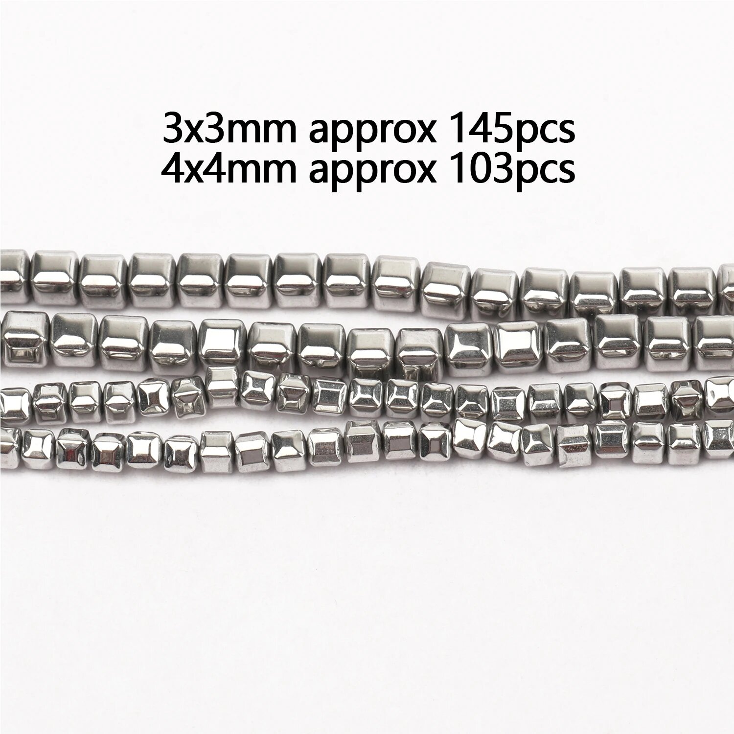 Гематитовые бусины AOHAYOOMQ Серебряный, type 39-4x4mm