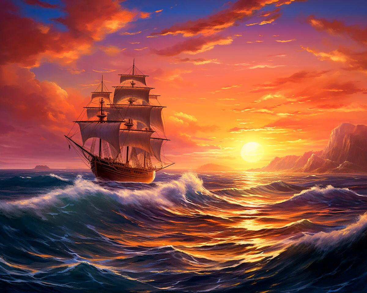 Картина по номерам корабль в море 40х50