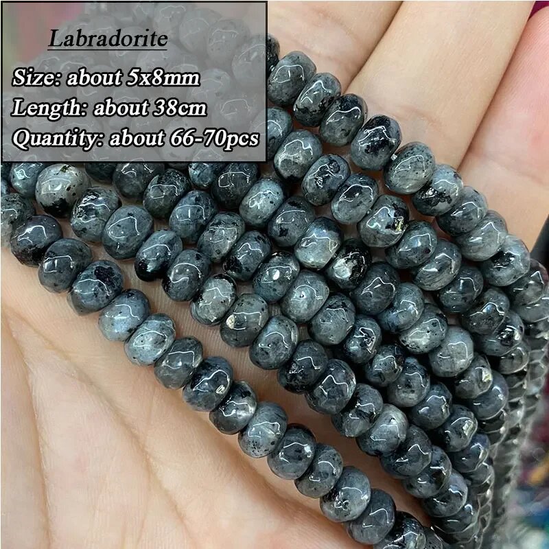 Бусины LUOMAN XIARI граненые из натурального камня 5х8 мм, зеленый халцедон, нефрит, лабрадорит type20