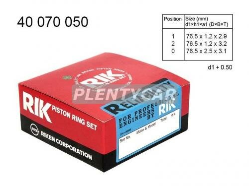 Кольца поршневые hyundai accent kia ceed Riken 40070050