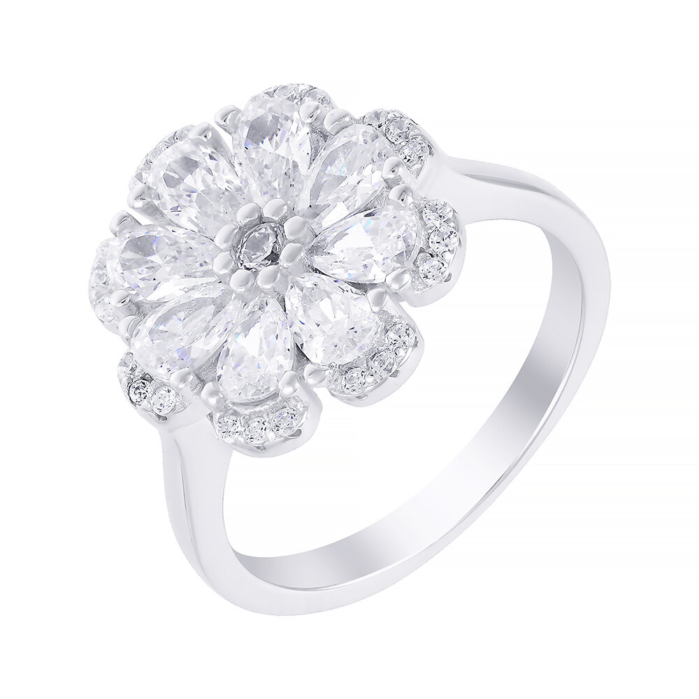 Перстень, серебро, 925 проба, родирование, циркон