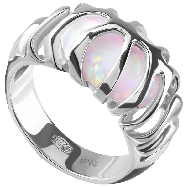 Кольцо широкое, серебро, 925 проба, родирование, опал