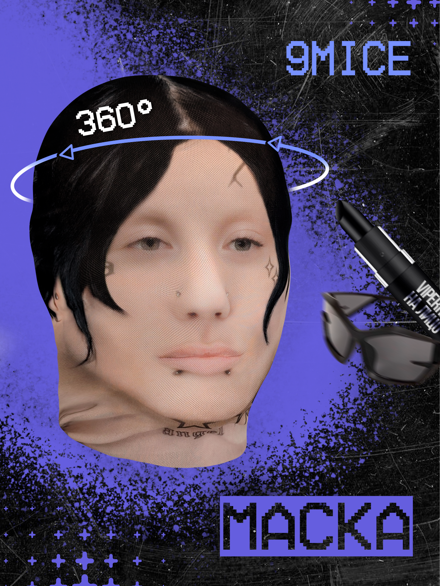 Карнавальная тканевая маска на лицо 9mice