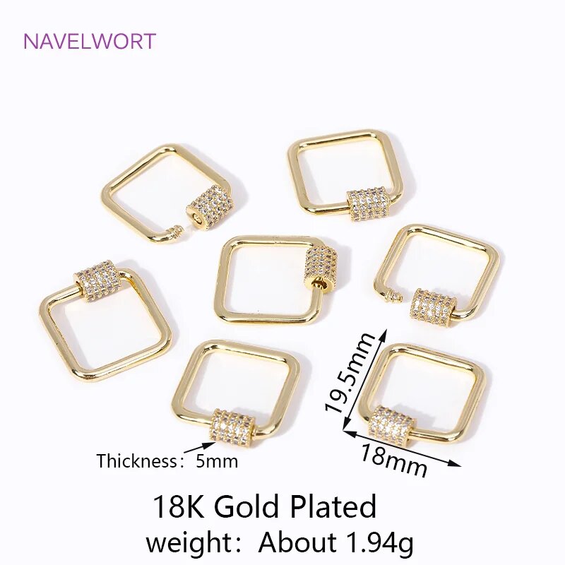 Карабин позолоченный 18 карат NAVELWORT 1 pieces, 18K Gold Plated