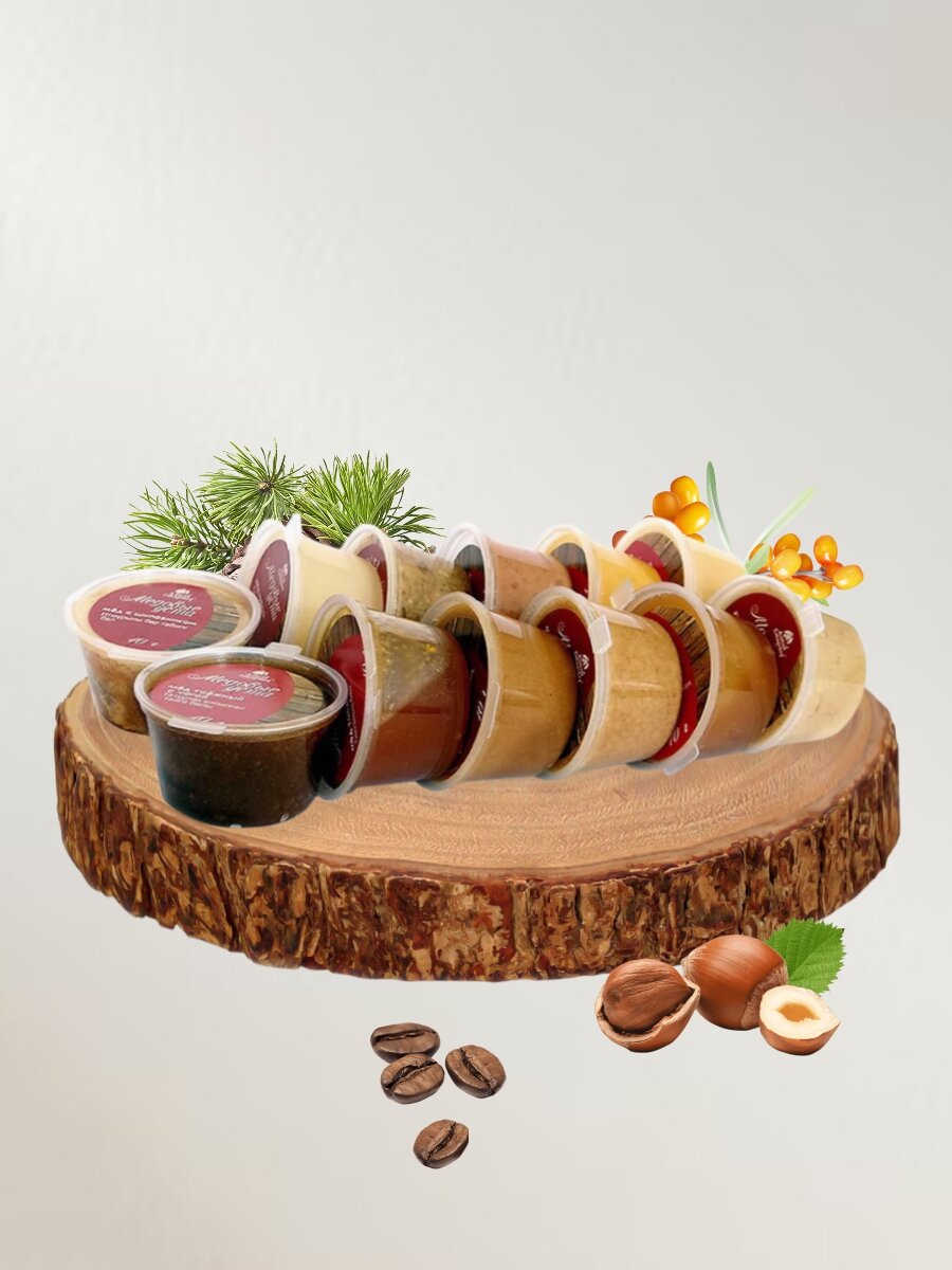 Подарочный набор мёда с разными вкусами "Медовые уста", ассорти из 12 видов меда, Алтай Старовер — фото 1
