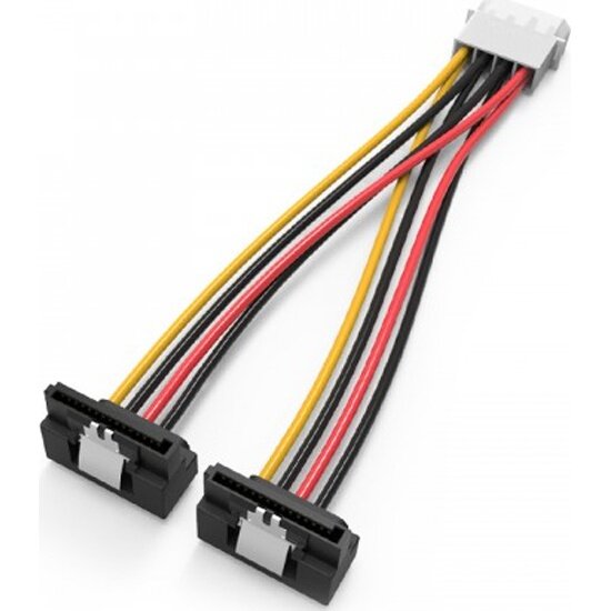 Кабель-переходник питания Vention MOLEX 4pin M/2 x SATA 15pin F угол 90 - 0.15м