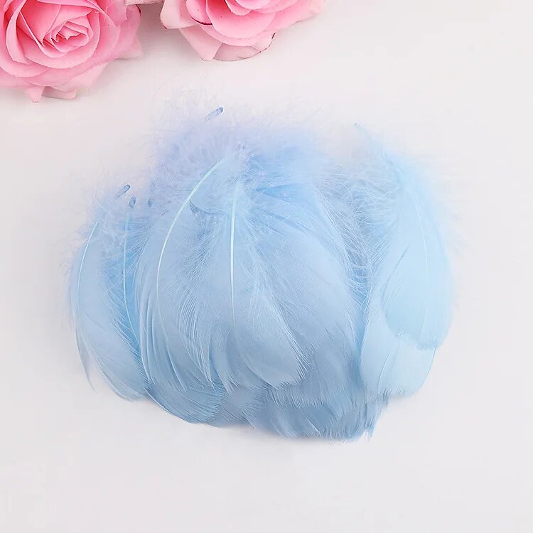 Цветные натуральные гусиные перья 5-8 см 7-12 см 5-8cm 100PCS, Голубой, lightblue
