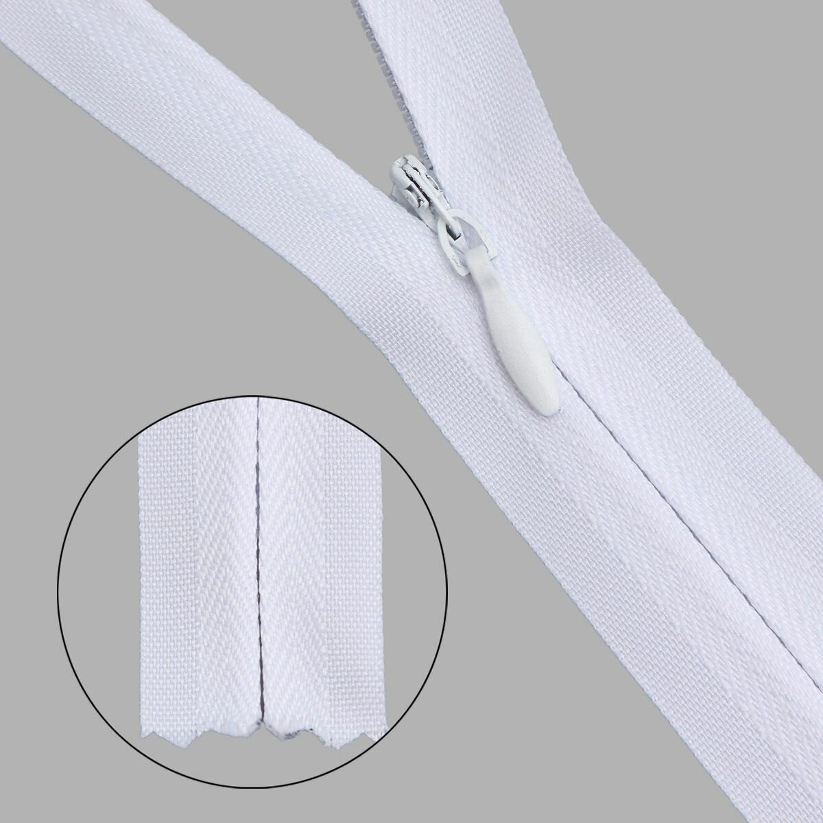 Молния пот. Т3 на текстильной основе - 20 см (501 белый)